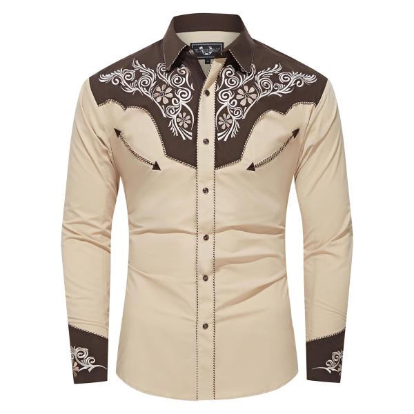 商品名:  EL PIONERO Men's Western Shirt Long Sleeve Embroidered Cowboy Casual Snap Button Shirtブランド: EL PIONERO商品サイズ: X-Lar...