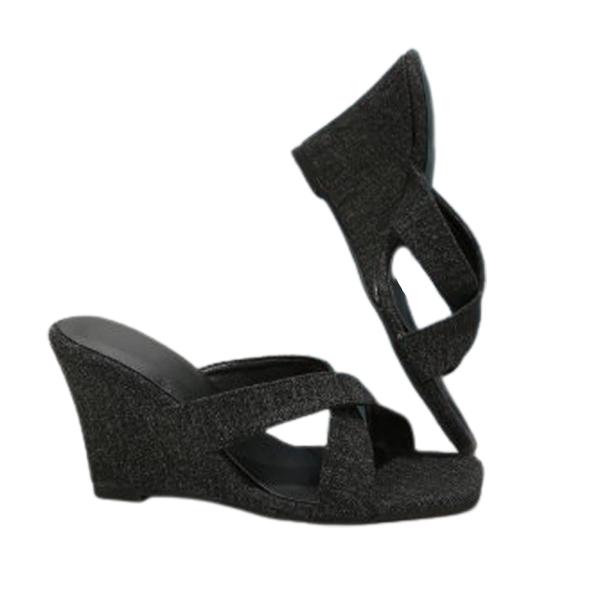 商品名:  WENOREG Women's Square Toe Crossover Strap Platforms Wedge Sandals,Summer Fashion Open Toe Denim Comfortable Slip ...
