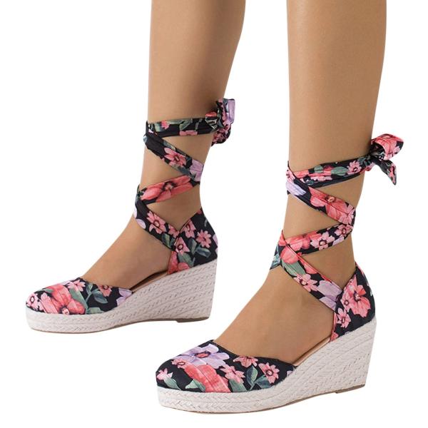 商品名:  Zrayuler Women's Platform Wedge Sandal Lace Up Ladies Shoes Espadrilles Wedge Comfortable Slippers Soft Ankle-Tie ...