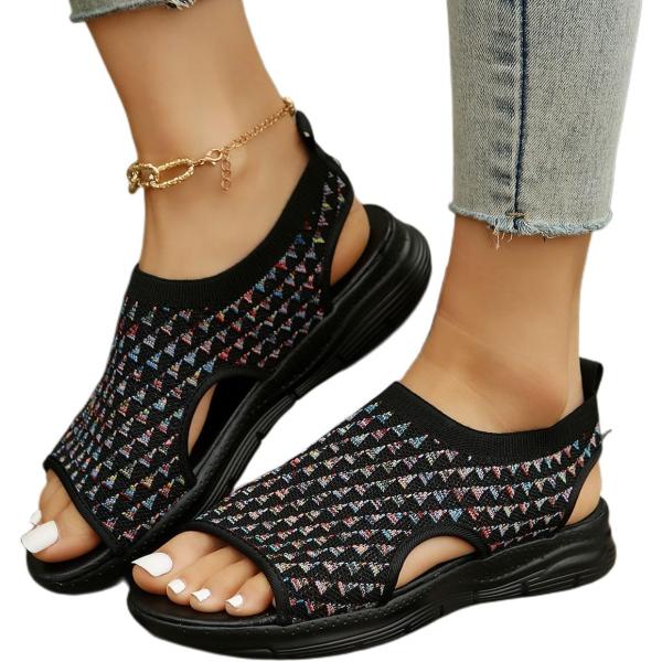 商品名:  Premium Stretch Slingback Sports Sandals,Women's Comfy Sports Knit Sandals,Non Slip Mesh Fish Mouth Open Toe Beach...