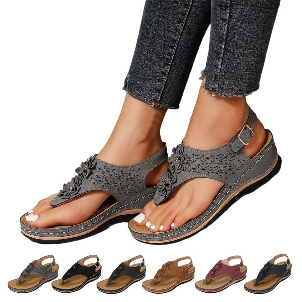 商品名:  Mzluyin Orthopedic Sandals Women Arch Support Ergonomic Design Wedge Toe Post Sandals Mitigate Foot Fatigue Comfor...