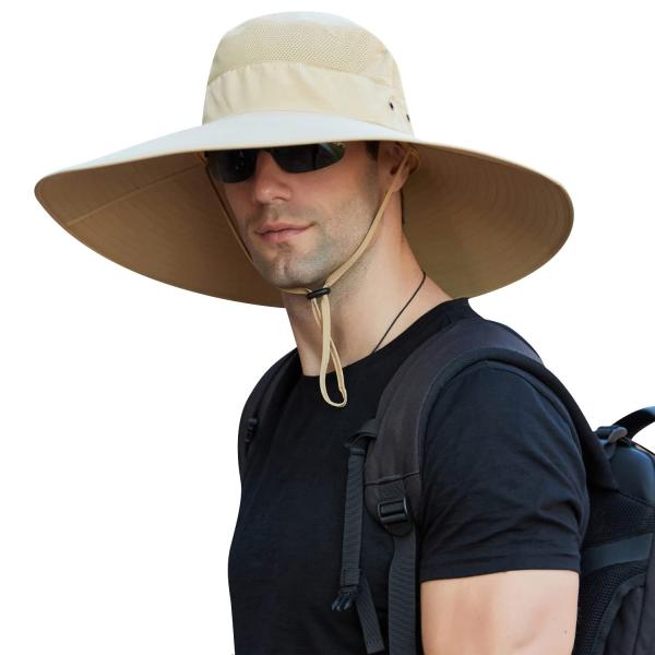 商品名:  HUAMULAN 6" Wide Brim Sun Hat for Men Women UV Protection Ventilated Summer Hats for Fishing Hiking Garden Beachブラ...