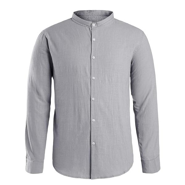 商品名:  Ymosrh Camisa De Cuadros Para Hombre, Mens Long Sleeve Shirt White Dress Men's Linen Long-Sleeved Casual Shirt Col...