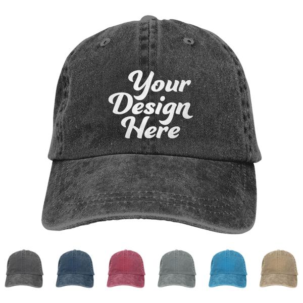 商品名:  Custom Denim Hat Design Your Text Image Logo Personalized Cowboy Baseball Cap Adjustable Fitted Hat Trucker Hat fo...