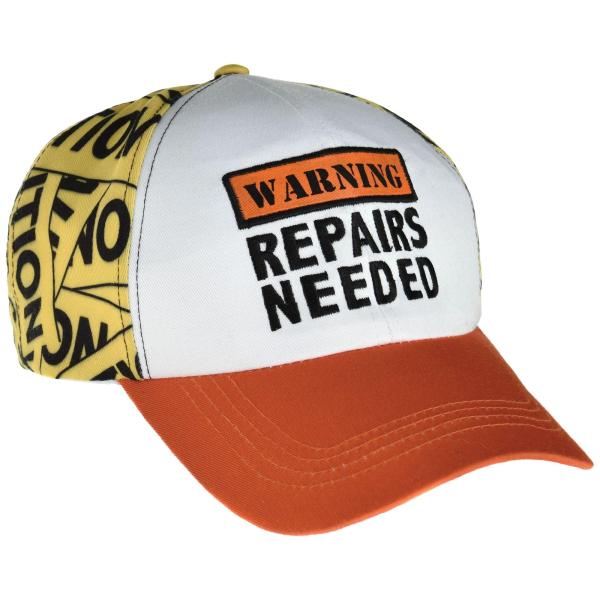商品名:  Warning Repairs Needed Fabric Baseball Hat - 6" x 8.5" | Multi-color | 1 Pc.ブランド: Amscan高さ: 29.8cm横幅: 20.6cm奥行: 8....