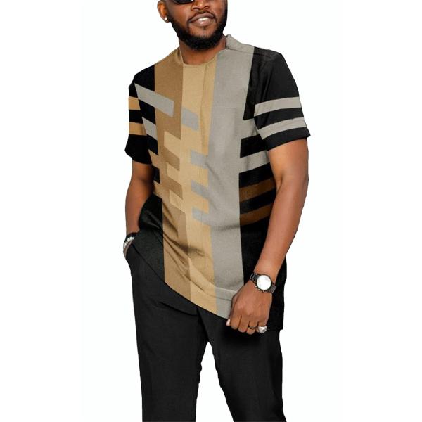 商品名:  PEETITI Men's African 2 Piece Walking Suits Shirt and Pants Set Dashiki Short Sleeve Dress Shirt PM081-2-XLブランド: P...