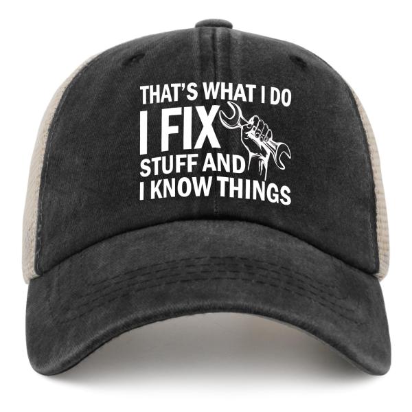 商品名:  I Fix Stuff and I Know Things Trucker Hat Men Funny Mesh Baseball Cap for Summerブランド: Sefgaen商品サイズ: One Size高さ: 17...