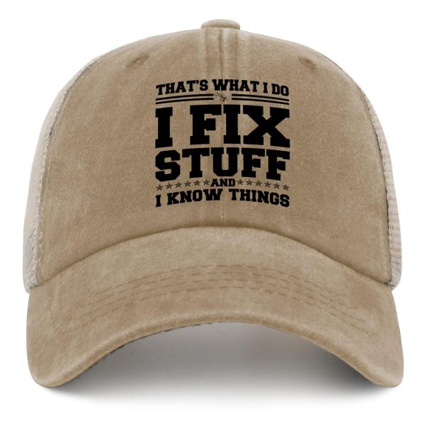 商品名:  I Fix Stuff Hat I Fix Stuff and I Know Things Hat Trucker Hat Women Trendy Mesh Baseball Cap for Summerブランド: VUWKN...