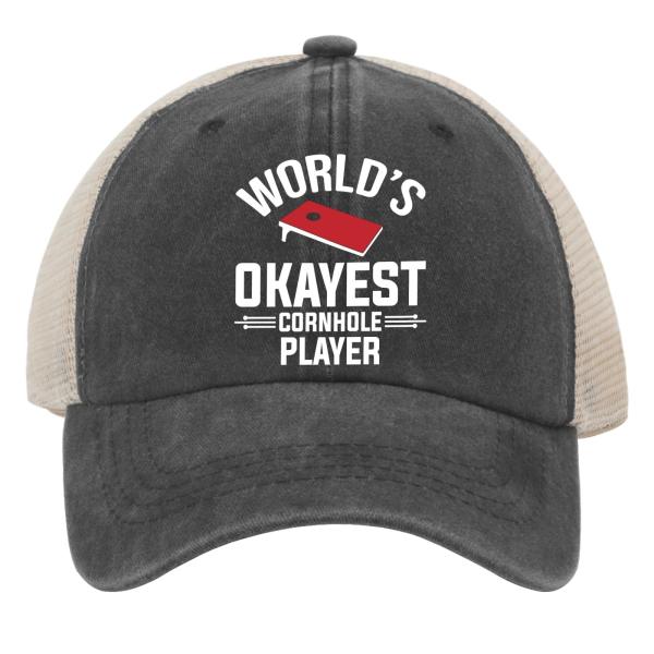 商品名:  ODCRAT Cornhole Player Dad Hats World's Okayest Cornhole Player Dad Hats for Men Graphic Denim Caps Adjustableブランド...
