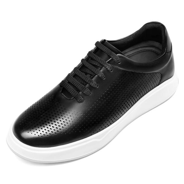 商品名:  CHAMARIPA Invisible Black Elevator Sneakers Lightweight Height Increasing Shoes Breathable Leather Shoes 2.76 Inch...