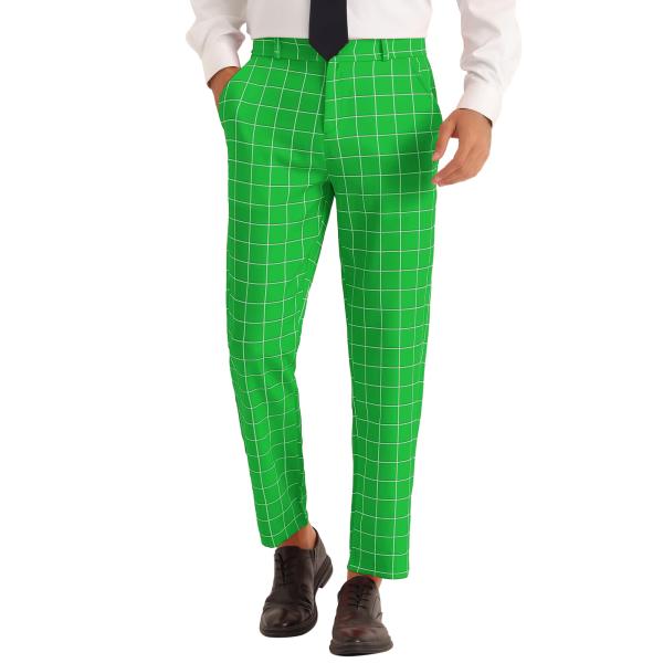 商品名:  Lars Amadeus Green Plaid Pants for Men's Slim Fit Business Checked Printed Dress Trousers 34 Greenブランド: Lars Amade...