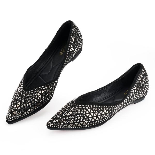 商品名:  Flats Shoes Women Rhinestone Pointed Head Ballet Flats Comfortable Soft Memory Foam Insole Flat Shoes for Women Co...
