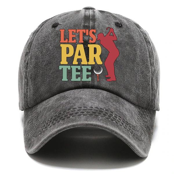 商品名:  Pishovi Let's Par Tee Fun Distressed Washed Black Baseball Cap, Vintage Adjustable Cotton Cap, Funny Retirement Gi...