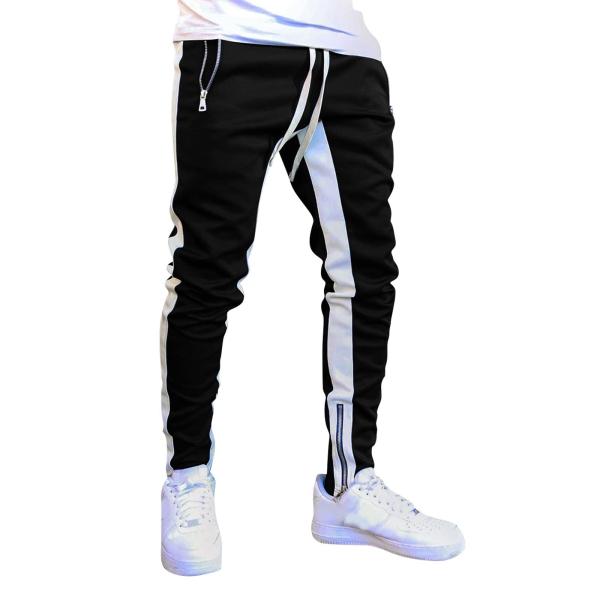 商品名:  Parise Mens Gifts Stylish Two Tone Patchwork Joggers for Men Zipper Hem Slim Fit Drawstring Straight Leg Athletic ...