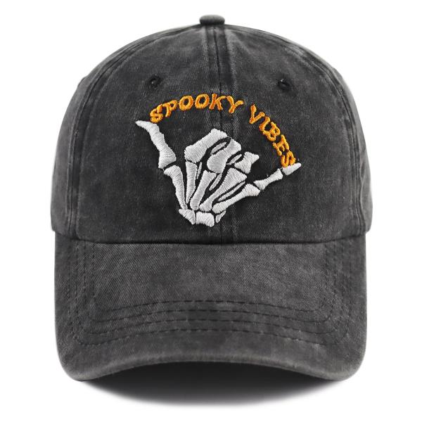 商品名:  OASCUVER Funny Halloween Decorations Party Supplies, Cool Spooky Vibes Hats, Embroidered Adjustable Skull Finger B...