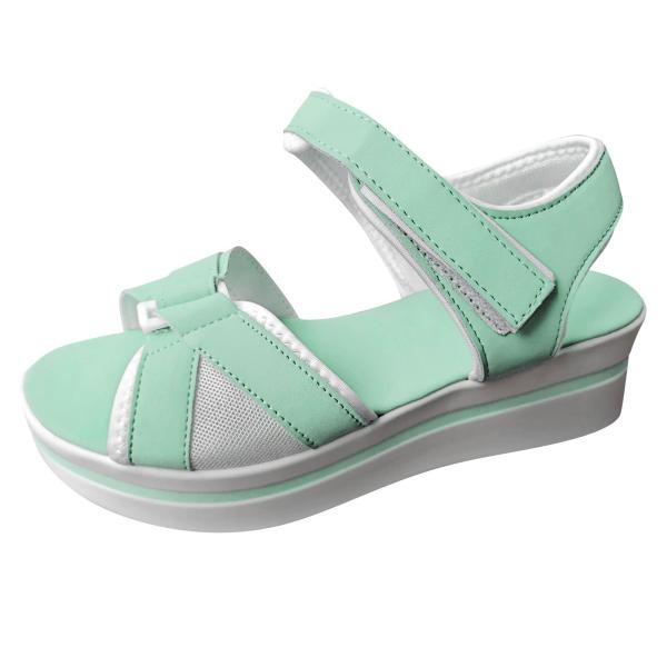 商品名:  Ladies Fashion Summer Color Blocking Open Toe Hook Loop Thick Wedge Heel Sandals Comfy Women Sandals (Mint Green, ...