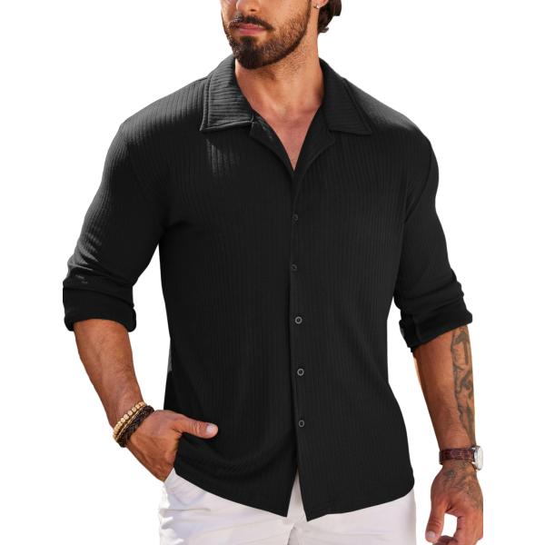 商品名:  COOFANDY Mens Slim Fit Dress Shirts Causal Long Sleeve Shirts for Men Athletic Fit Shirts Knit Button Up Big and T...