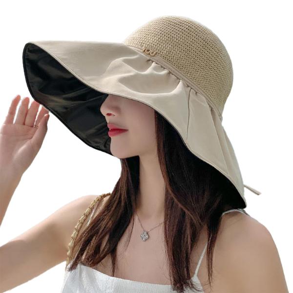 商品名:  Fashion Packable UPF50+ Wide Brim Beach Hat Sun Block Hat UV Protection for Women Summer Fishing Hiking Hat Easy t...