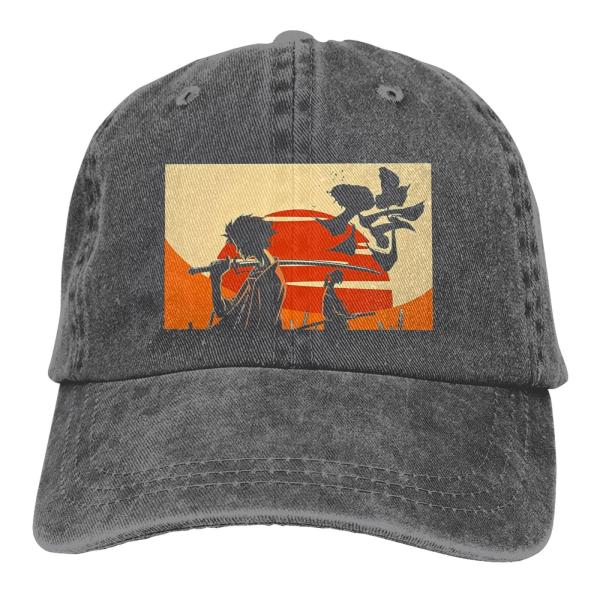 商品名:  Samurai Anime Champloo Hat Cap Novelty Graphic Washed Vintage Denim Trucker Hat Men Women Cool Adjustable Casquett...