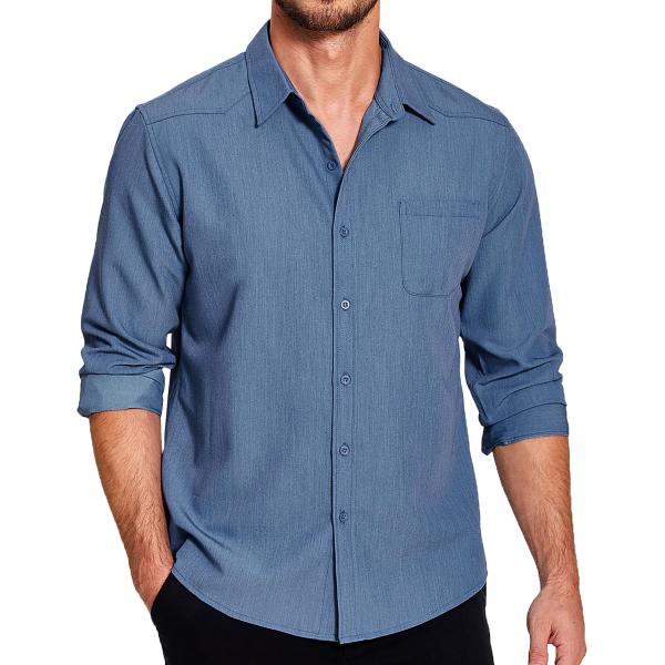 商品名:  COOFANDY Men's Denim Shirt Untucked Button Down Country Work Shirts Big and Tall Blueブランド: COOFANDY商品サイズ: Small高さ:...