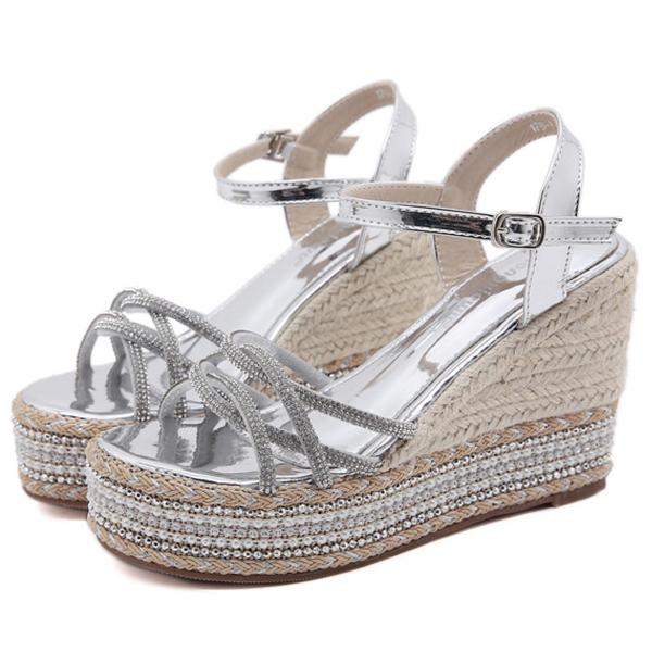商品名:  URLECHS Women's Open Toe Crossover Strap Espadrille Wedge Sandals,Summer Slingback Adjustable Ankle Strap Platform...
