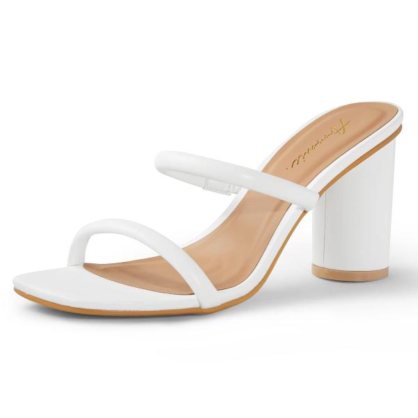 商品名: Arromic レディース ヒールサンダル スクエアトゥ 2ストラップ ブロックヒール 快適なストラップヒール スリッポンヒールサンダル レディース ドレッシー, ホワイト-v3, 24 Arromic Women's Heele...