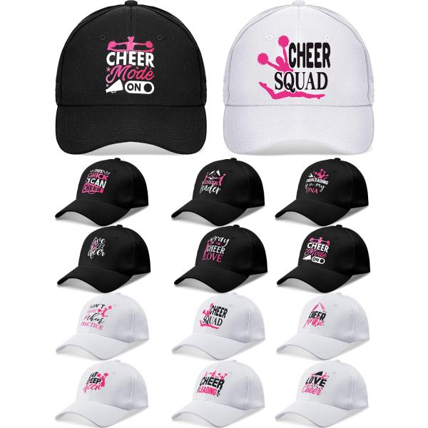 商品名:  Suhine 12 Pieces Cheerleading Baseball Cap Adjustable Cotton Dad Hat Cheerleading Gift for Men Women Cheerleaders ...