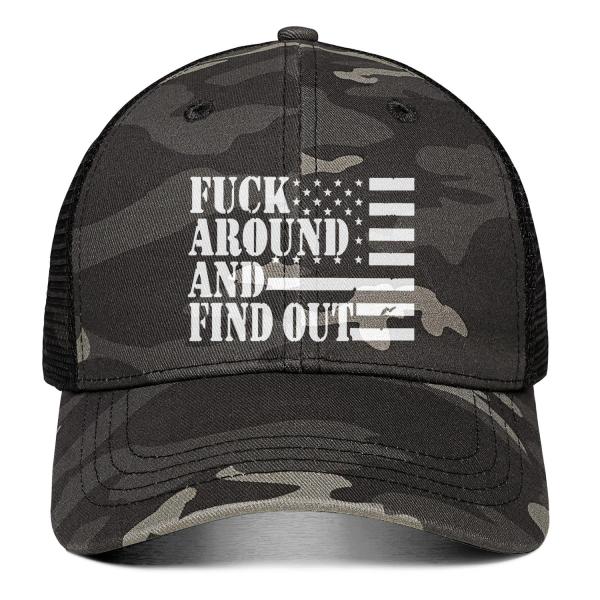 商品名:  Supload Fuck Around and Find Out Hat Fuck Around and Find Out Cap Grey-Camouflage Mesh Baseball Cap Golf Hat Funny...