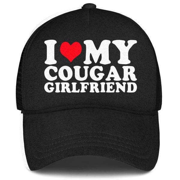 商品名:  I Heart My Cougar Girlfreind Hat I Heart Cougar My Girlfriend Cap Black Mesh Baseball Cap Golf I Love My Hot Couga...