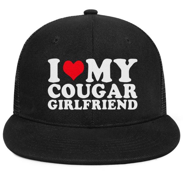 商品名:  I Heart My Cougar Girlfreind Hat I Heart Cougar My Girlfriend Cap Black Mesh Baseball Cap Golf I Love My Hot Couga...