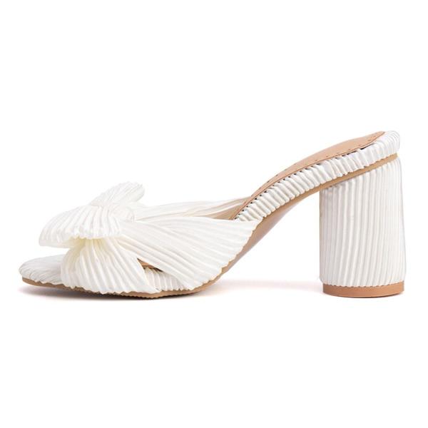 商品名:  Alyaafifa Chunky High Heels Bow Knot Sandals for Women 3 Inch Open Toe Slingback Slip-on Heeled Slides Mules Slipp...