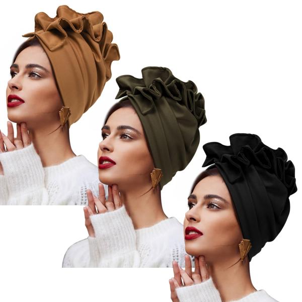 商品名:  Women Turbans and Head Wraps, Skull-Caps, African Turban Flower Knot Pre-Tied Bonnet Beanie Cap for Womenブランド: DAN...