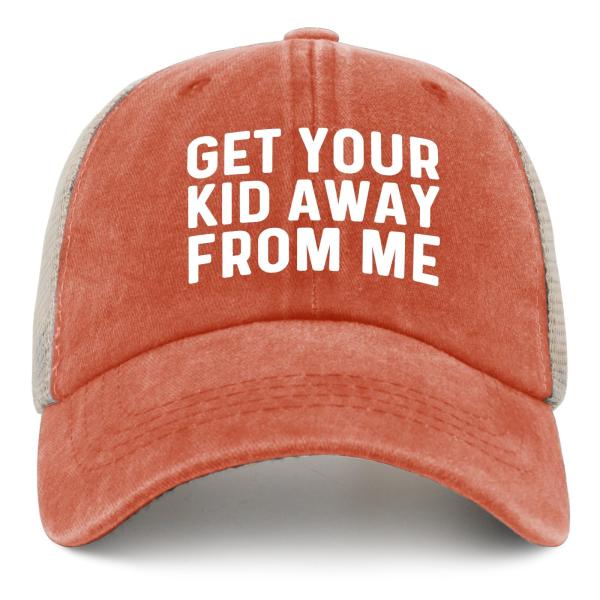 商品名:  POLIFARMER GET Your Kid AWAYS from ME Hat Trucker Hat Women Funny Mesh Baseball Cap for Summer Saffronブランド: FLALOR...
