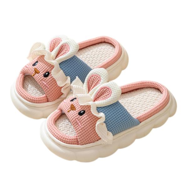 商品名:  WYIKE Rabbit And Bear Linen Slippers, Cute Animal Lace Slippers,Cotton Linen Couple's Home Shoes Indoor And Outdoo...