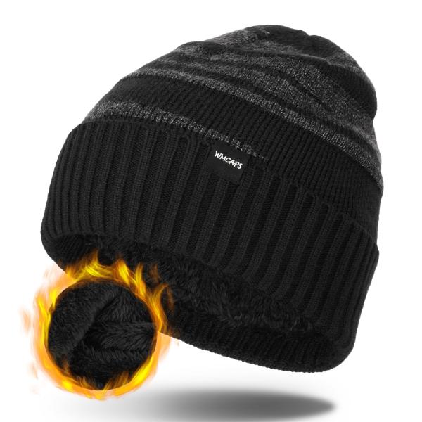 商品名:  Wmcaps Beanie Hats for Men Women, Winter Fleece Lined kint Warm Skull Stocking Cap (Black)ブランド: Wmcaps商品サイズ: One S...