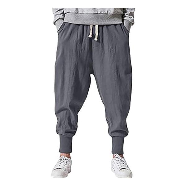 商品名:  Pengfei Mens Linen Harem Pants Lightweight Drawstring Elastic Waist Baggy Joggers Casual Cargo Sweatpants Pantブランド...
