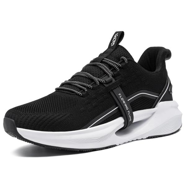 商品名: [FLOWING PLUME] メンズ ウォーキングシューズ 厚底 ランニングシューズ アウトドア 防水 カジュアルシューズ (ブラック ホワイト,25.5 cm) FLOWING PLUME Water reistant Wal...