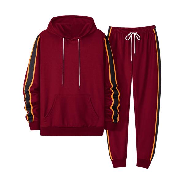 商品名:  LecGee Mens Fashion Long Sleeve Hoodie Jogger Sweatpant Sweatsuit Tracksuit Casual Fall Two Piece Set Outfit(Red,M...