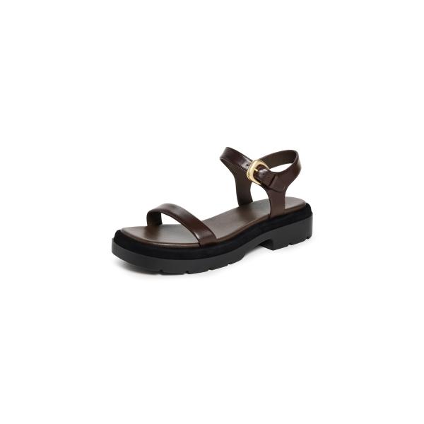 商品名: Vince レディース Heloise アンクルストラップ プラットフォームサンダル, カカオブラウンレザー, 6 Vince Womens Heloise Ankle Strap Platform Sandal Cacao Br...