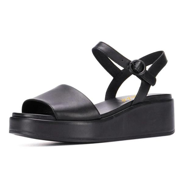 商品名:  miss left Women Platform Open Round Toe Sandals Sling Back Ankle Strap Low Heel Wedges Summer Daily Life Comfortab...
