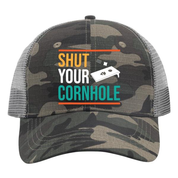 商品名:  Shut Your Cornhole Trucker hat Custom Hats AllBlack Hats for Men Baseball Cap Gifts for Boyfriends Baseball Hatsブラ...