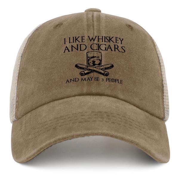 商品名:  Philysonic Dad Hat I Like Whiskey and Cigars and Maybe 3 People Hat Trucker Hat Women Trendy Mesh Cap for Summer K...