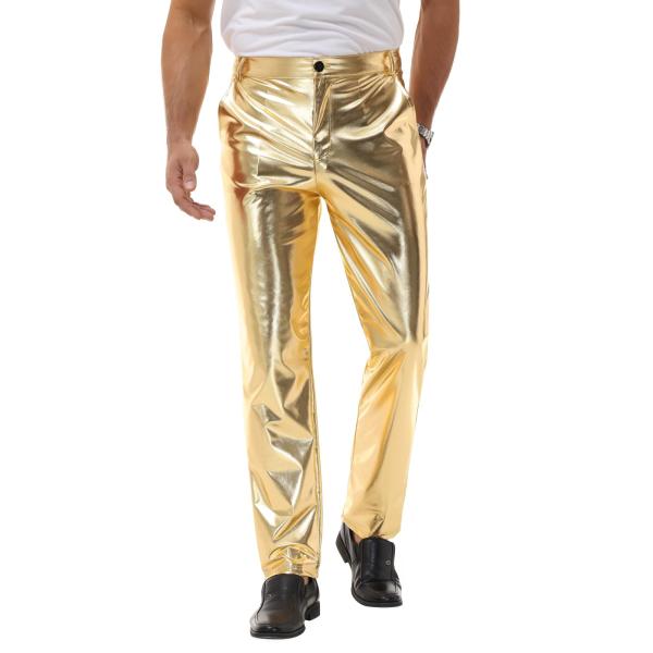 商品名:  Mens Metallic Pants Night Club Rave Sequin Pants Shiny Slim Fit Trousers Disco Party Outfit(Gold,XL)ブランド: Lamgool商...