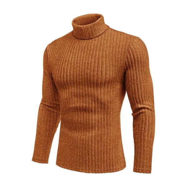 商品名:  Ekouaer Men's High Neck Solid Tee Long Sleeve Slim Fit Shirts Casual T-Shirts Basic Pullovers Thermal Tops (Carame...