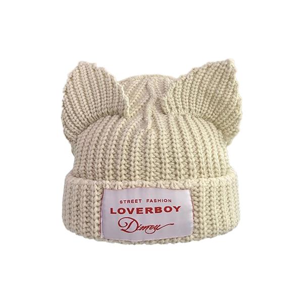 商品名: VinciDa - Gorro de lana de punto para mujer Cat Ear Hat Cute Beanie Hat Knit Skull Cap Warm Slouchy Crochet Hat (Be...