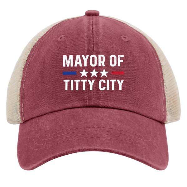 商品名:  ODCRAT Mayor of Titty City Caps Women's Hats &amp; Caps Wine Red02 Men's Hats &amp; Caps Gifts for Him Running Hat...