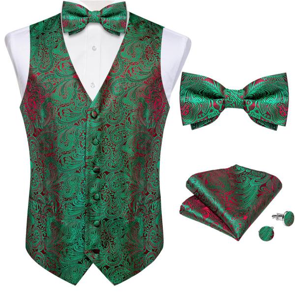 商品名:  DiBanGu Men's Suit Vest Christmas Holiday Xmas Waistcoat Red Green Men's Formal Suit Vest Fit for Business or Casu...