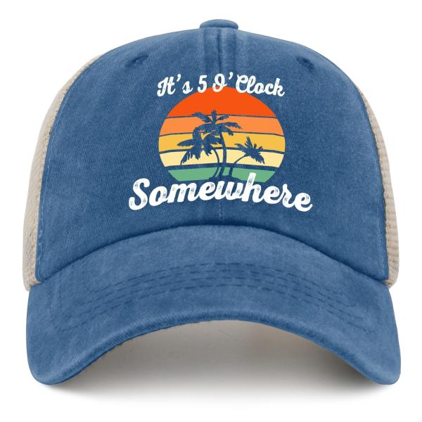 商品名:  Jimmy Hat 5 Oclock Somewhere Hat It is 5 Oclock Somewhere Trucker Hat Men Vintage Mesh Baseball Cap for Summer Lak...