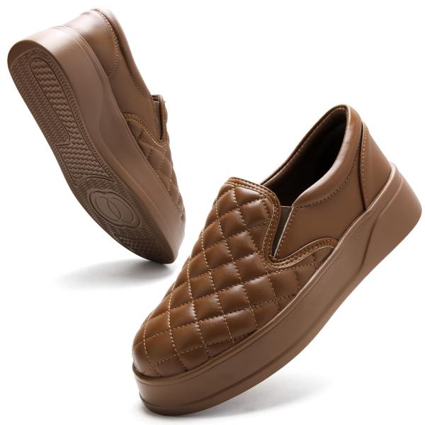 商品名:  Loafers Women Shoes &amp; Slip-Ons Penny Sneakers Chunky Heel Casual Platform Leather Comfortable with Arch Suppor...