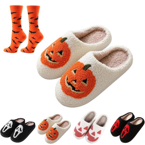 商品名:  Halloween Cozy Fall Slippers, Cozy Fall Spooky Slippers, Halloween Pumpkin Slippers for Women Men (9-10 Women, B)ブ...